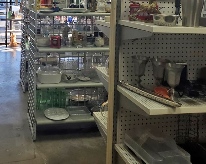 The housewares section is a domestic archaeologist's dream dig—each shelf a different stratum of America's home goods evolution through the decades.