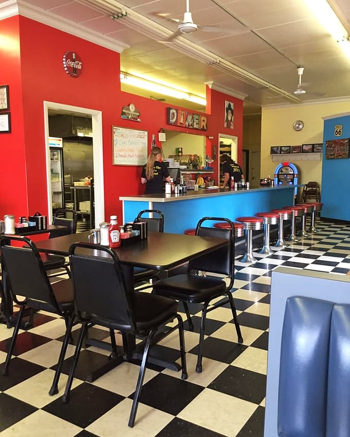 The classic diner interior isn't just nostalgic—it's a time machine where the coffee is always hot and nobody's checking their phone.