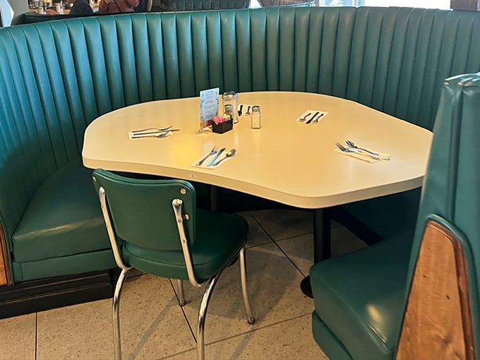 The corner booth—prime real estate in the diner universe. Worth the wait every time.