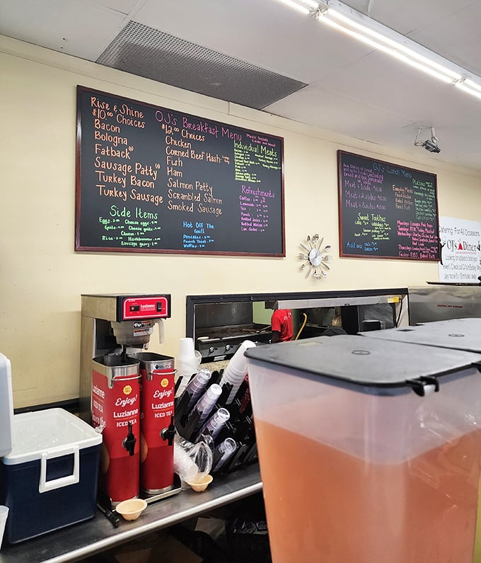 Chalkboard menus written by hand – the universal signal that you're about to experience food made by people, not corporations.