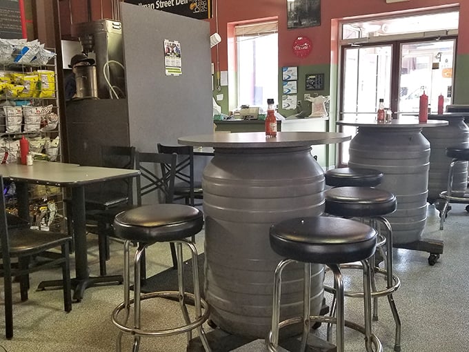 The barrel tables add that perfect touch of industrial chic. This is Pittsburgh after all – where practicality and charm have been dancing partners for generations.