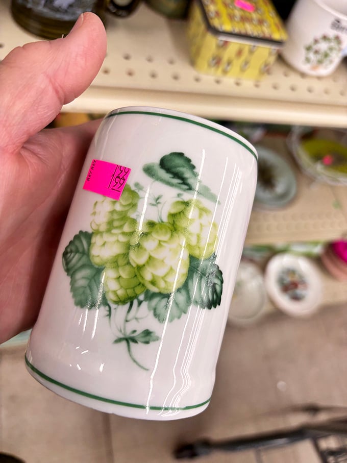 Even simple ceramic containers become treasures when they're priced to make your wallet smile with pure relief.