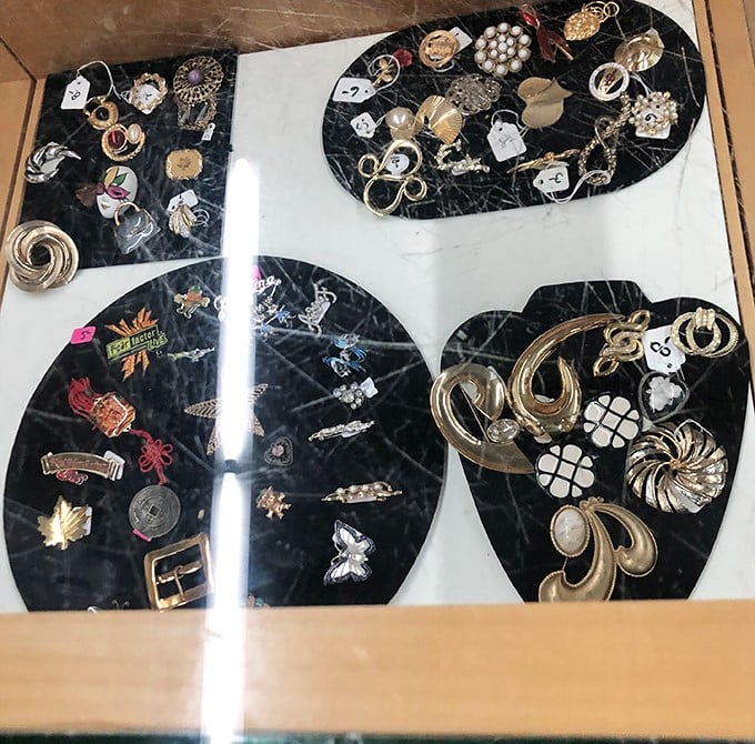 Jewelry that tells stories—vintage brooches, statement rings, and accessories that add character without emptying your wallet.