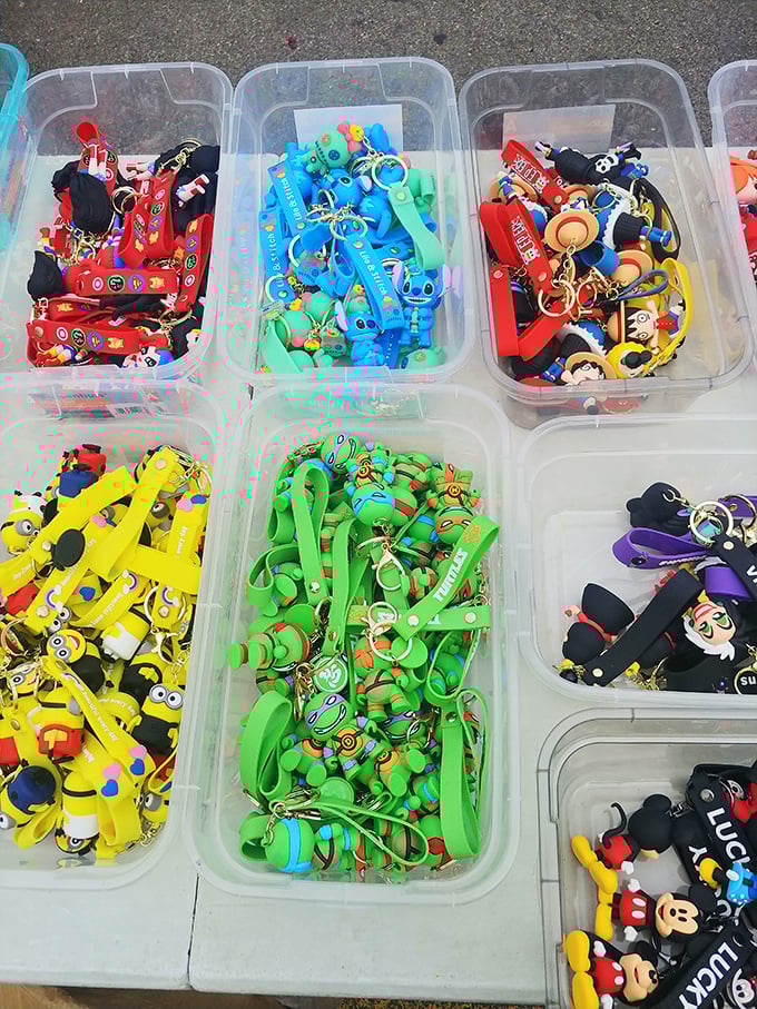Keychain heaven—where cartoon characters, superheroes, and colorful designs compete to accompany your keys on daily adventures.