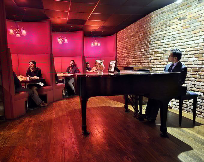 Live piano music transforms dinner into an event—the soundtrack to your steak adventure played on polished ebony and ivory.