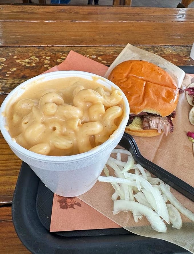 Mac and cheese that achieves that perfect molten-center consistency. Comfort food that doesn't just remind you of childhood – it improves upon the memory. 