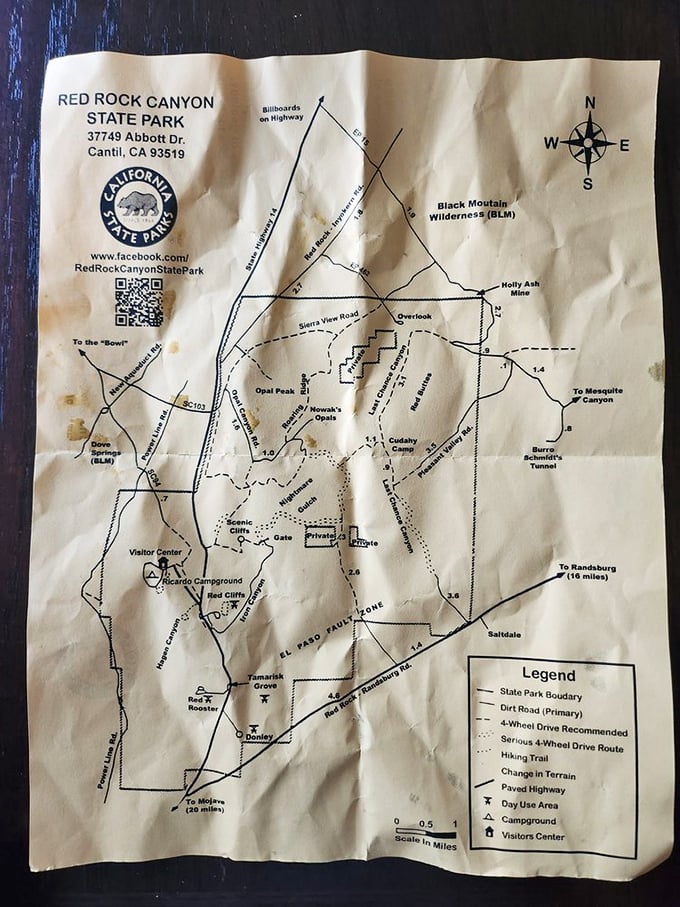 Treasure map to geological wonders. This well-worn guide reveals the park's hidden gems and helps visitors navigate its 27,000 acres of desert beauty.
