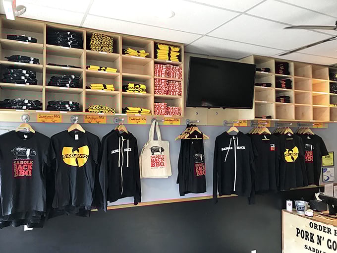 Merchandise wall – because sometimes wearing the t-shirt is the only way to prove to friends you've found barbecue nirvana.