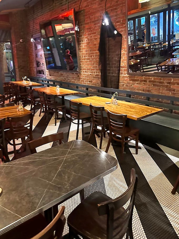 Exposed brick walls and wooden tables create the perfect backdrop for breakfast drama – where the main character is whatever you're about to devour.