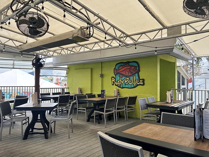 Outdoor seating where the breeze is free and the views come with your meal.