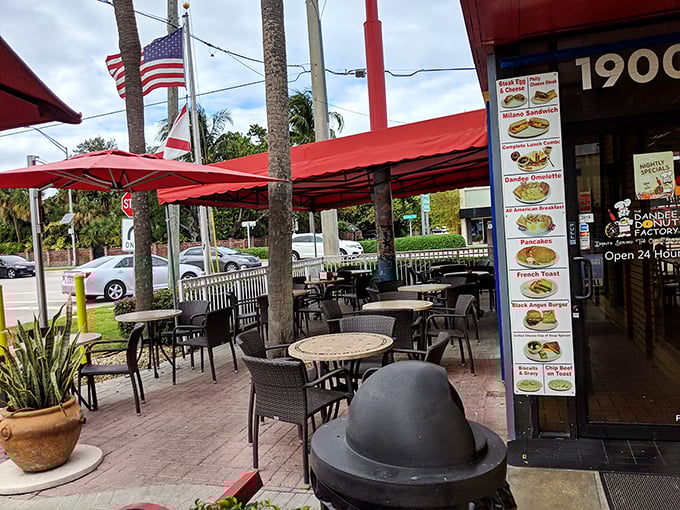 The outdoor seating area – where donut enthusiasts gather under Florida skies to contemplate life's sweetest mysteries.