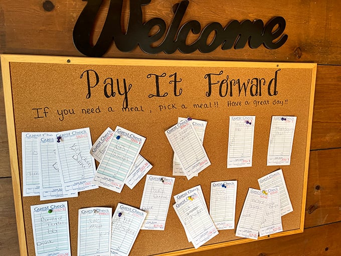 The "Pay It Forward" board isn't just decoration—it's a testament to the community spirit that makes small-town cafes the true social networks of rural America.