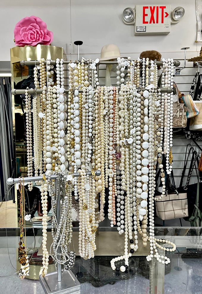Pearl necklaces cascade like frozen waterfalls of elegance. Audrey Hepburn would approve—and so would your budget.