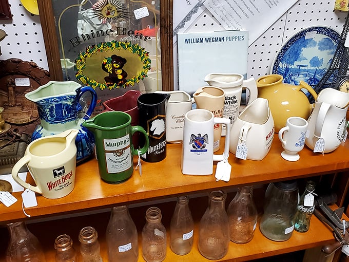 Vintage pitchers and milk bottles that make your modern glassware look like it's trying too hard yet failing miserably.