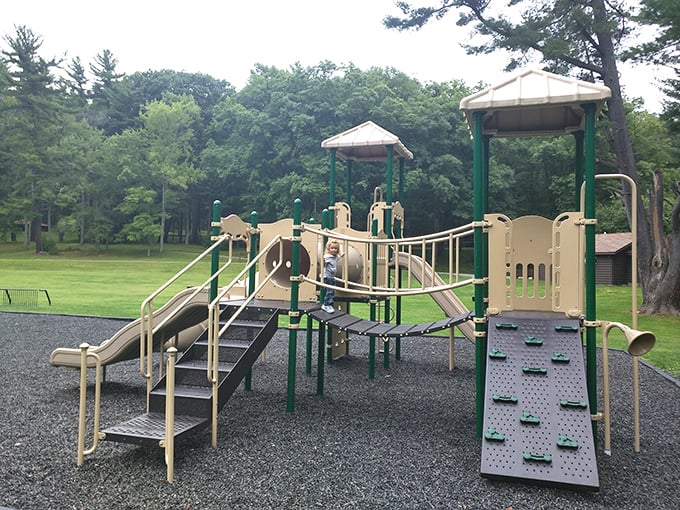 A playground where kids can burn off energy while parents burn off breakfast. The slide: faster than your morning commute.