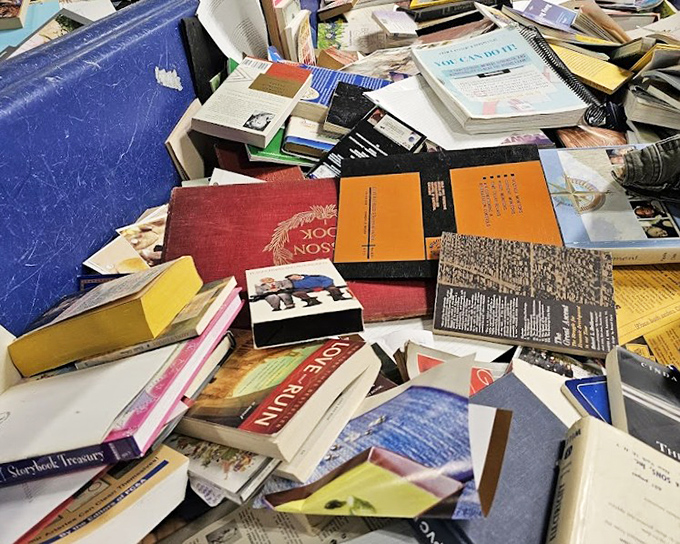 Book bin diving reveals literary gold—from vintage classics to that cookbook you didn't know you needed until this moment.