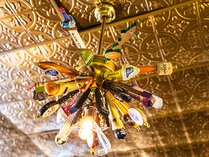Recycled beer tap handles transformed into an ingenious chandelier—proof that Irish ingenuity extends well beyond their legendary literature and libations.