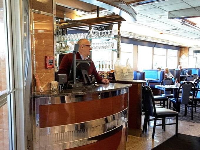 The host station stands ready to welcome hungry patrons like the gateway to comfort food paradise. First impressions matter, and Minella's nails it.