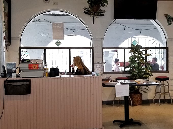 Where the magic happens—the pass-through window offering glimpses of breakfast symphonies being composed in real time.