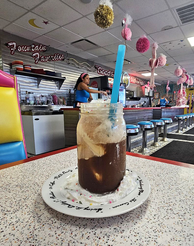The classic root beer float arrives in a mason jar because some traditions deserve special presentation. Simple, nostalgic, and exactly what your inner child ordered. 