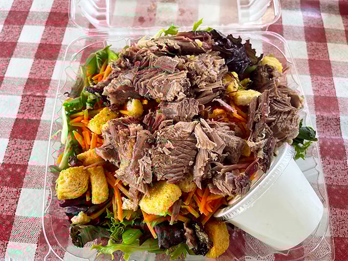 This isn't just a salad with smoked meat—it's a clever way to convince yourself you're eating healthy while still getting your BBQ fix.