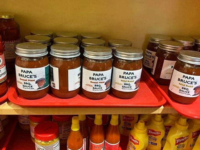 Local condiments share shelf space with national brands – a testament to Jack's commitment to both tradition and supporting the community.