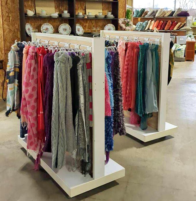 The scarf section offers a rainbow of options for adding instant personality to any outfit—affordable fashion therapy at its finest.