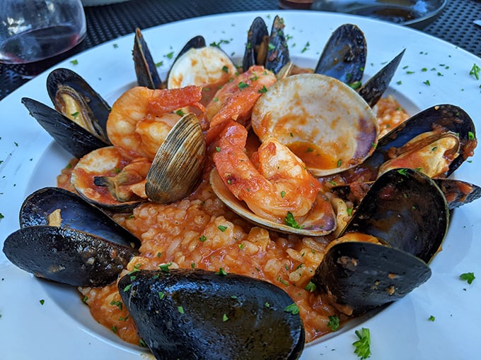 This seafood risotto isn't just dinner—it's an oceanic treasure hunt where every bite reveals another delicious discovery.