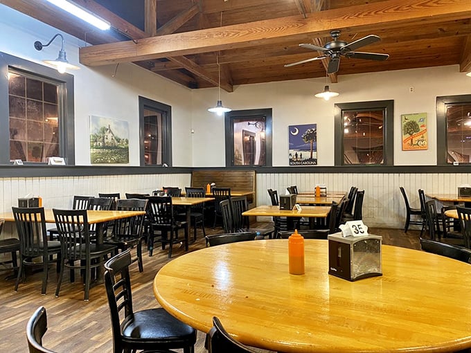 Simple wooden tables and chairs invite you to sit a spell, as Southerners say. No one's rushing you out the door at this establishment.