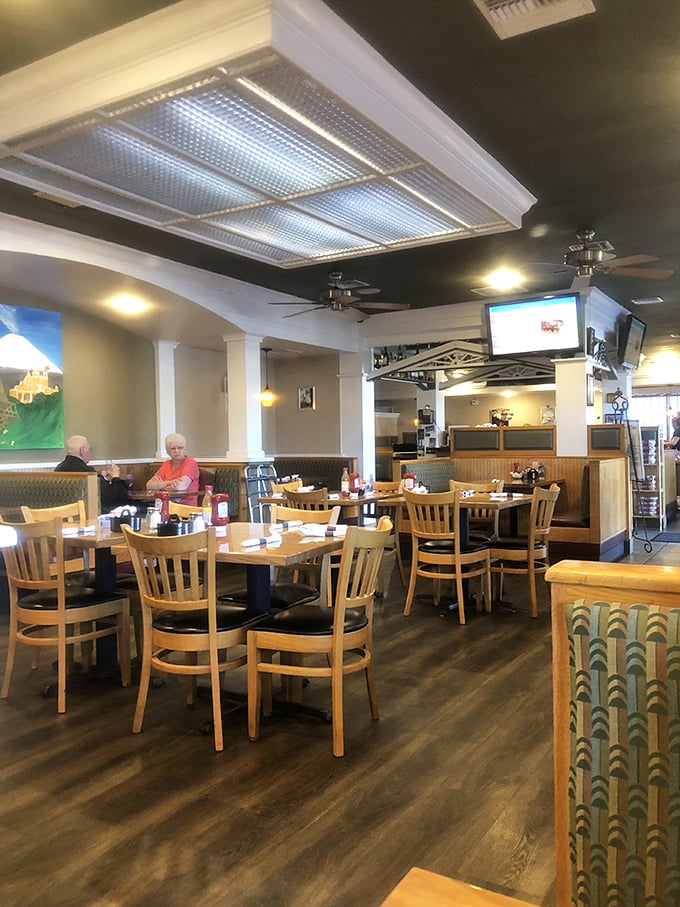 Tables spaced just right—close enough to feel the community vibe, far enough apart for private conversations about who's getting the last bite.