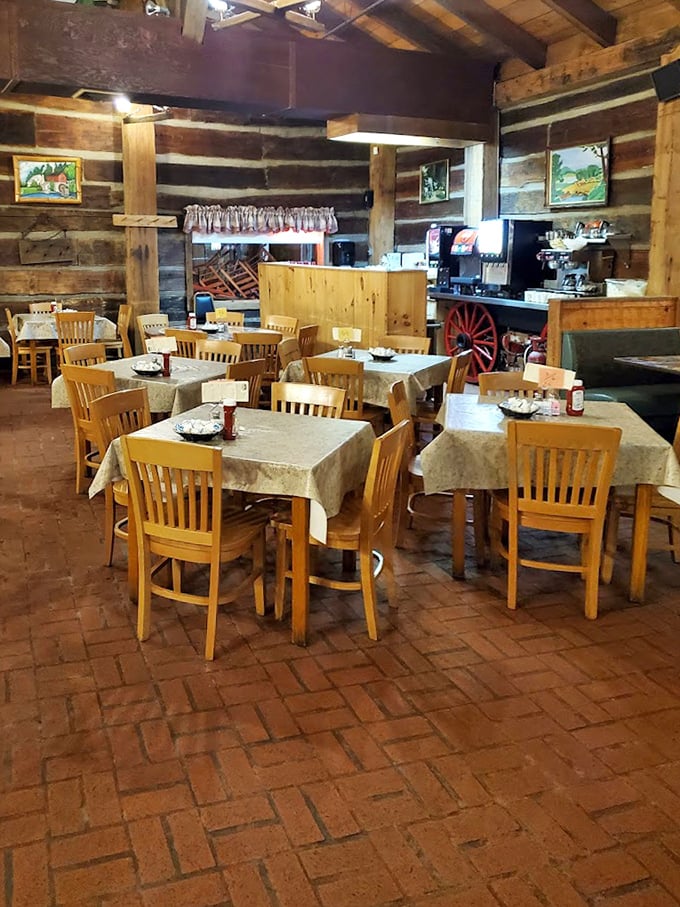 Simple wooden tables await your breakfast dreams—no pretension here, just honest surfaces ready for pancake perfection.