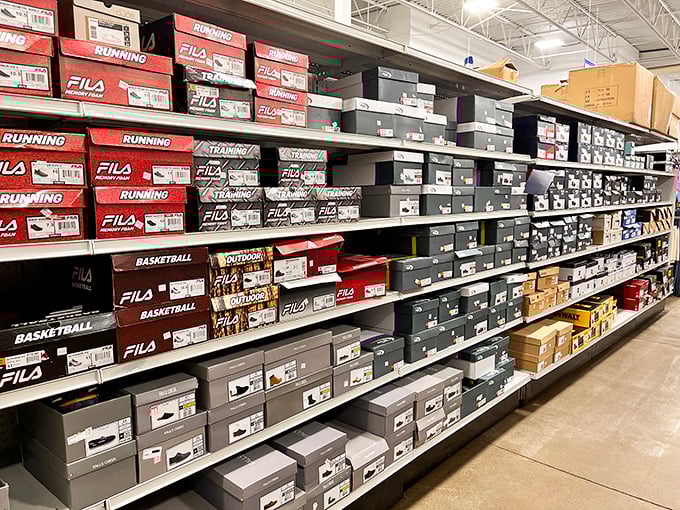 Shoe heaven stretches as far as the eye can see. Imelda Marcos would need a bigger shopping cart.