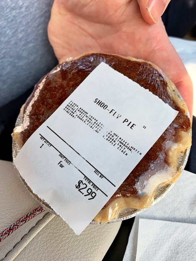 The legendary Shoo-Fly Pie—molasses magic in circular form. One bite explains why people drive for miles to get their hands on one.