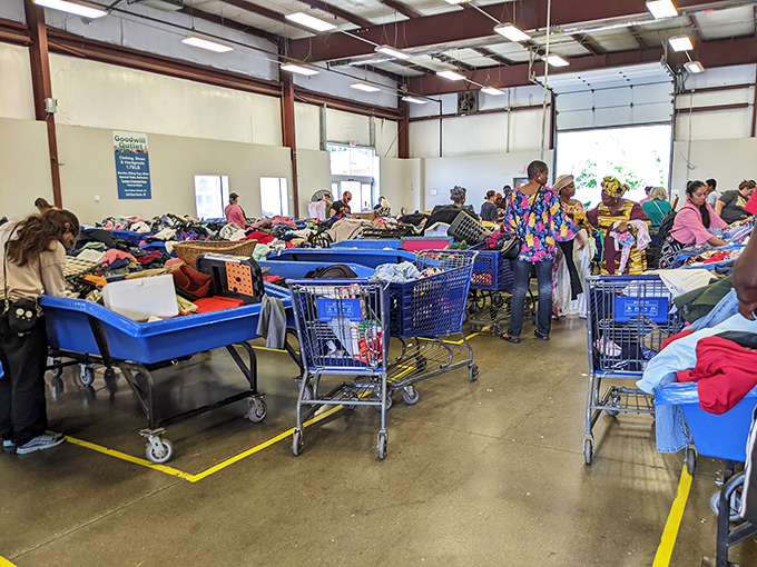 The thrill of the hunt in action. Every shopper here knows that patience and persistence are the secret ingredients to finding the perfect score.