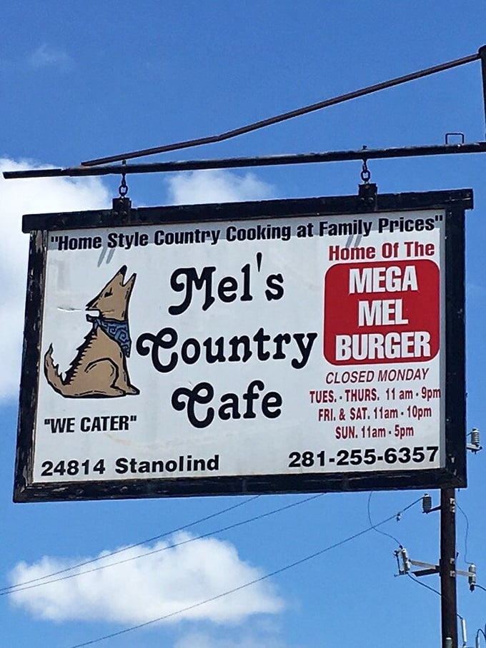 The iconic sign proudly proclaims "Home Style Country Cooking at Family Prices." No false advertising detected—just honest Texas hospitality.