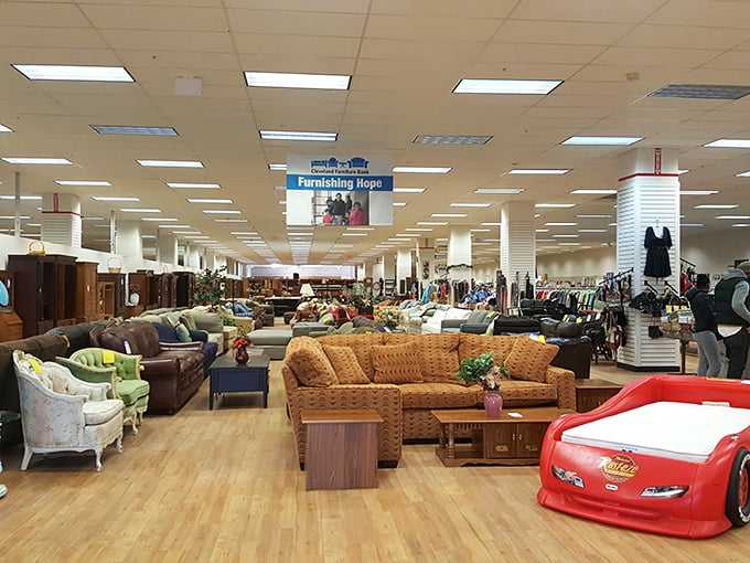 "Furnishing Hope" indeed! The showroom offers endless possibilities for creating a home that feels both new and nostalgic.