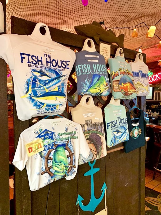 T-shirt souvenirs that let you wear your seafood allegiance proudly—because sometimes a refrigerator magnet just isn't commitment enough.