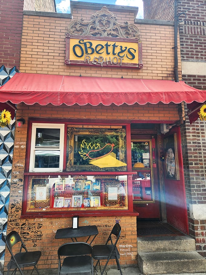 The ornate vintage sign and red awning stand out like a culinary landmark. O'Betty's isn't just a restaurant—it's an Athens institution waiting to be discovered.