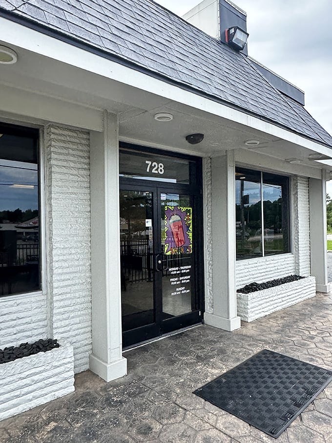 The entrance to burger paradise at 728 N. Brightleaf Boulevard—a pilgrimage site for North Carolina burger enthusiasts.