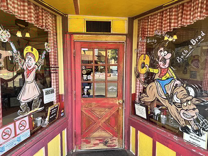 That storefront entrance promises adventure – like stepping into your favorite Western movie, but with better food.
