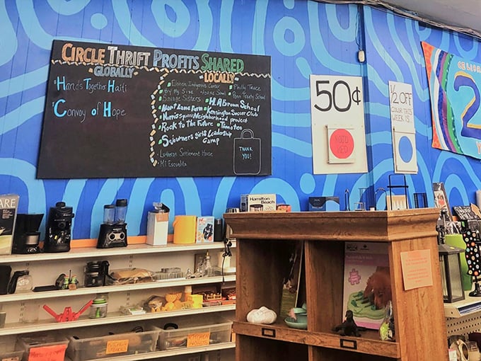 More than just bargains—this board reveals Circle Thrift's community mission, turning your secondhand purchases into firsthand help for local causes.