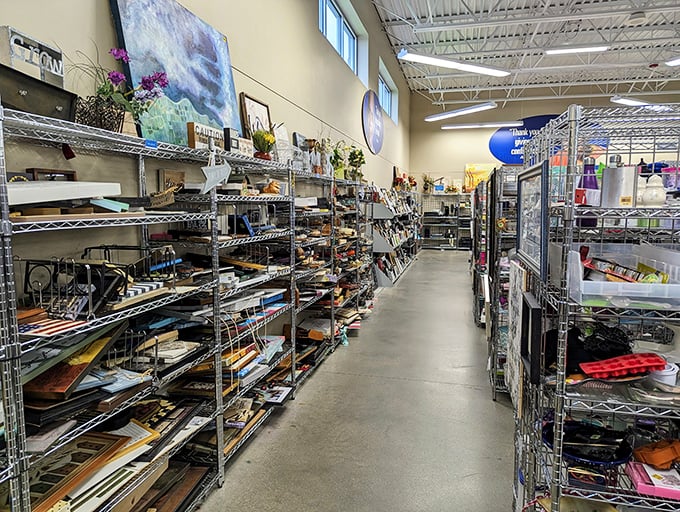 The miscellaneous aisle – where office supplies, craft materials, and unidentifiable gadgets create a scavenger hunt for the curious shopper.