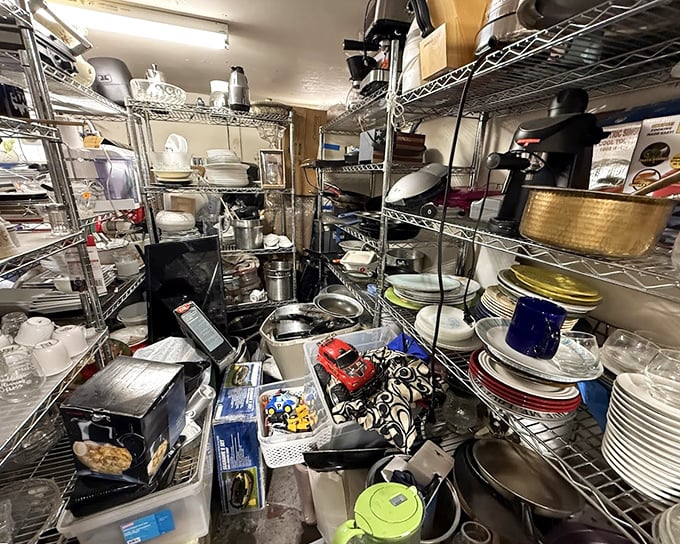 The kitchenware section resembles a well-stocked restaurant supply store after an earthquake—chaotic but containing everything you never knew you needed.