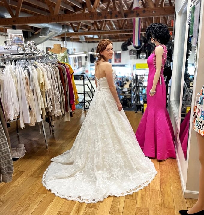 Wedding gowns and evening wear that prove fairy tales do come true – especially at these prices.