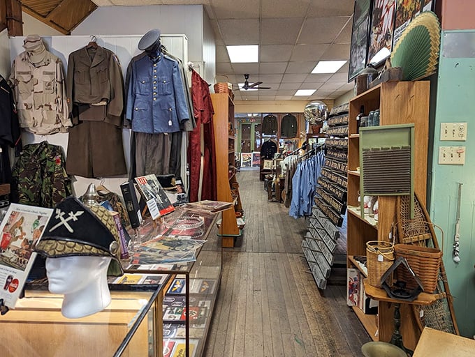 Walking through this corridor of military history feels like stepping onto a movie set—each uniform with its own untold story.