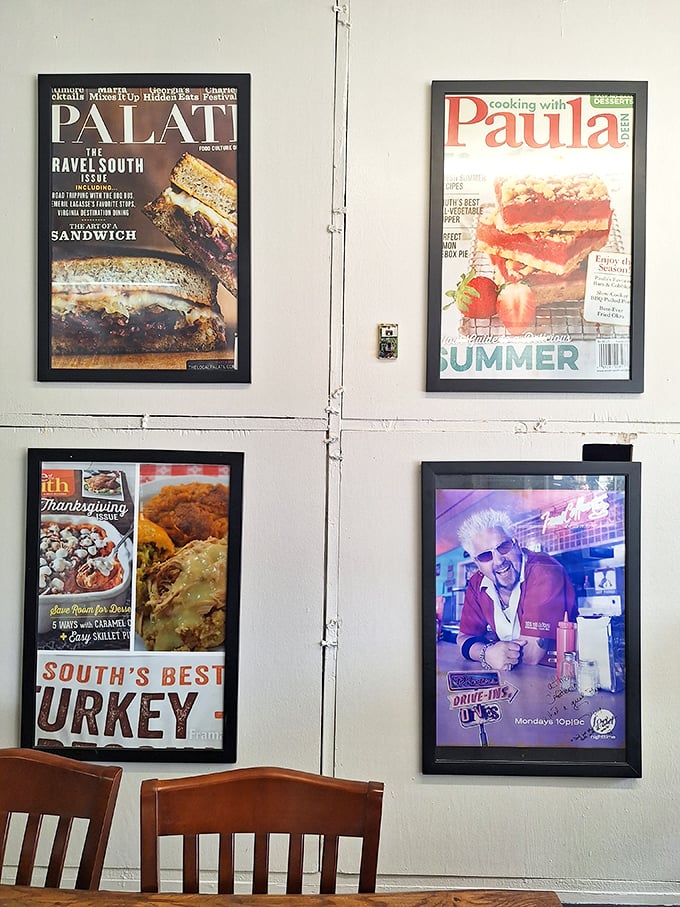 Wall fame: Food magazine covers and celebrity visitors testify to Matthews' status as more than just a local joint—it's a culinary landmark.