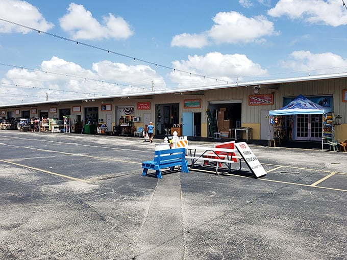 Old Florida charm with modern treasures. B&A Flea Market's simple exterior hides a world of wonderful finds.