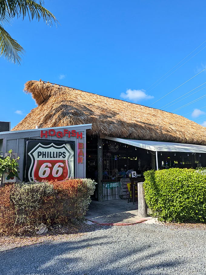 Hogfish Bar & Grill's thatched roof paradise is the Keys experience distilled into restaurant form.