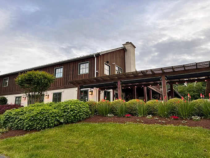 The modern-rustic vibe at Barren Ridge makes you want to redecorate your house, or just move into their tasting room.