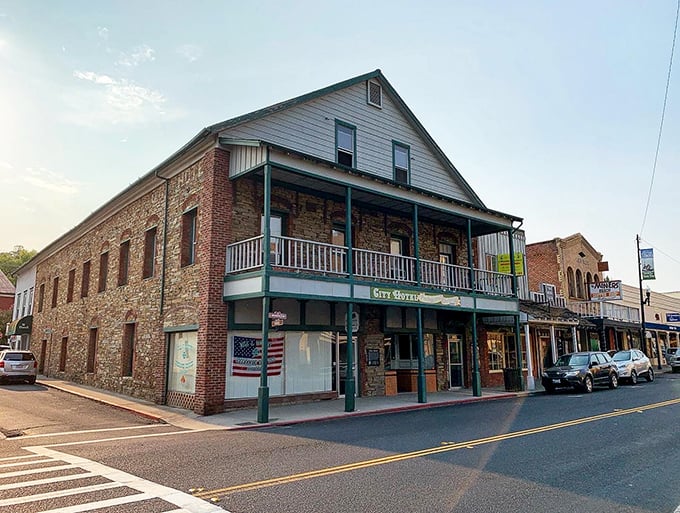 The old City Hotel in Sonora is a stunning example of history, with beautiful stone and a perfect balcony.